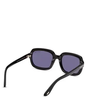 TOM FORD Rectangular Sunglasses, 53mm - Shiny Black/smoke Lens
