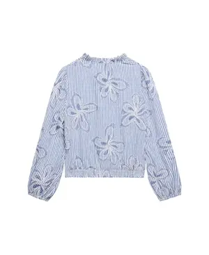 Mint Velvet Striped Embroidered Floral Blouse