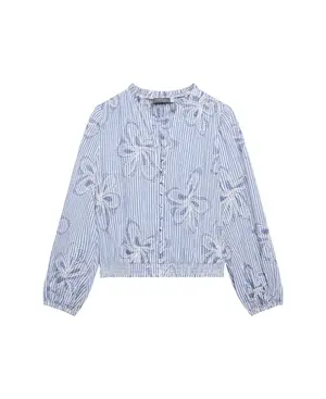 Mint Velvet Striped Embroidered Floral Blouse