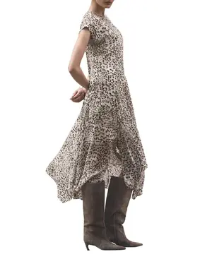 Mint Velvet Leopard Print Cap Sleeve Midi Dress