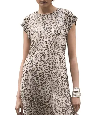 Mint Velvet Leopard Print Cap Sleeve Midi Dress