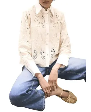 Mint Velvet Crochet Cropped Shirt