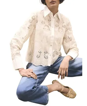 Mint Velvet Crochet Cropped Shirt