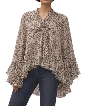 Mint Velvet Leopard Print Ruffle Blouse
