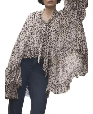 Mint Velvet Leopard Print Ruffle Blouse
