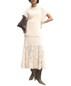 Mint Velvet Lace Flounce Midi Skirt