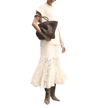 Mint Velvet Lace Flounce Midi Skirt