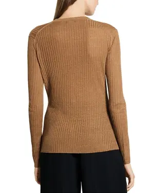 Theory Linen Blend Ribbed Cardigan