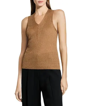 Theory Linen Blend Ribbed Sweater Tank