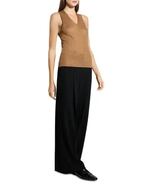 Theory Linen Blend Ribbed Sweater Tank