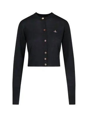 VIVIENNE WESTWOOD Crop Logo Cardigan - Black
