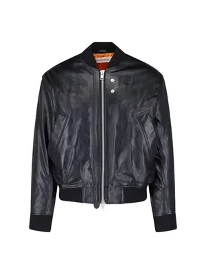 SUNFLOWER Jil Sander Leather Bomber Jacket - Black