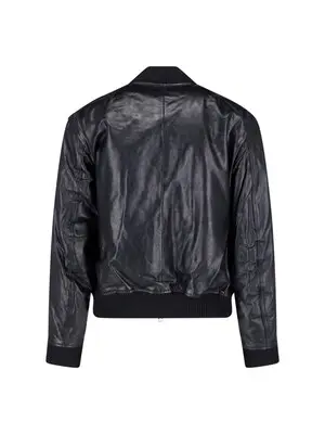 SUNFLOWER Jil Sander Leather Bomber Jacket - Black