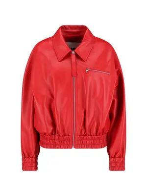 JIL SANDER Leather Bomber Jacket - Red