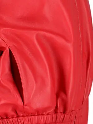 JIL SANDER Leather Bomber Jacket - Red