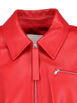 JIL SANDER Leather Bomber Jacket - Red