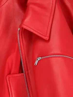 JIL SANDER Leather Bomber Jacket - Red