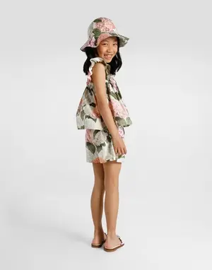 Dolce & Gabbana Hydrangea-print Poplin Wide Brim Hat