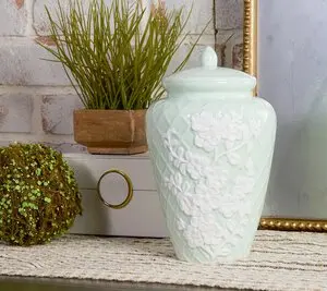 VALERIE PARR HILL As Is 10' Illuminated Porcelain Embossed Ginger Jar - One-color