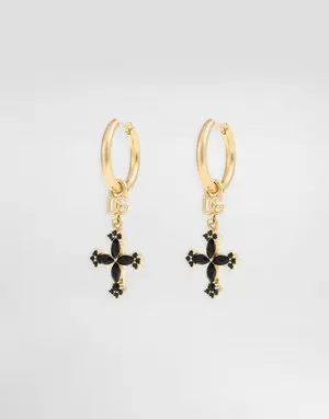 Dolce & Gabbana Hoop Earrings With Crosses And Rhinestones