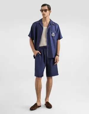 Dolce & Gabbana Vanity Silk Bermuda Shorts With Embroidery - Blue