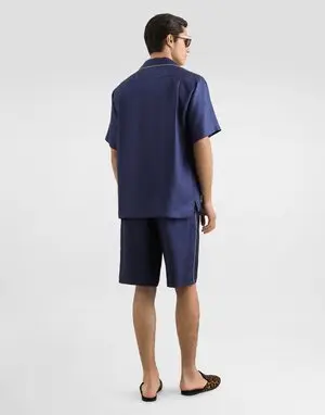 Dolce & Gabbana Vanity Silk Bermuda Shorts With Embroidery - Blue