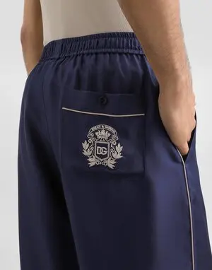 Dolce & Gabbana Vanity Silk Bermuda Shorts With Embroidery - Blue