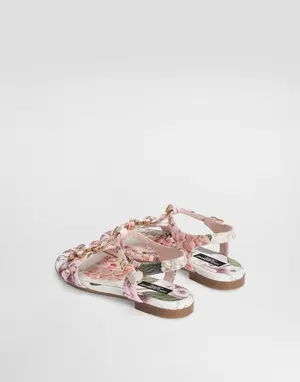 Dolce & Gabbana Flower-print Cotton Sandals