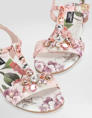 Dolce & Gabbana Flower-print Cotton Sandals