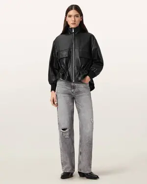 ALLSAINTS Flor Leather Jacket - Black