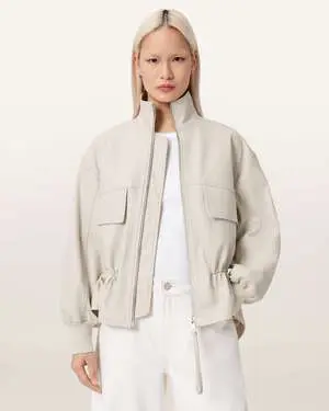 ALLSAINTS Flor Leather Jacket - White