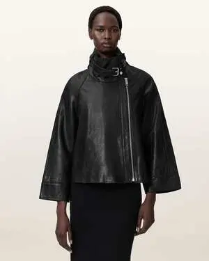 ALLSAINTS Relaxed Fit Leather Biker Jacket - Black