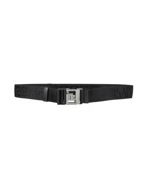Versace Woven Belt With Leather Details - Black