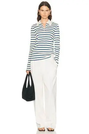 JIL SANDER Long Sleeve Striped Polo