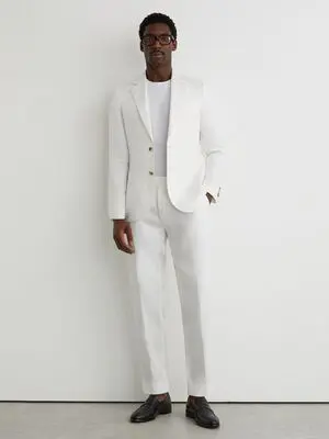 REISS Atlantic Linen-twill Tailored-fit Suit Trousers - White