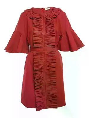 Fendi Frill-detail Belted Mini Dress