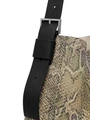 ALLSAINTS Asha Snakeskin Buckle Shoulder Bag