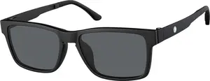 Zenni Rectangle Full Rim Frame Glasses With Snap-on Sunlens - Black