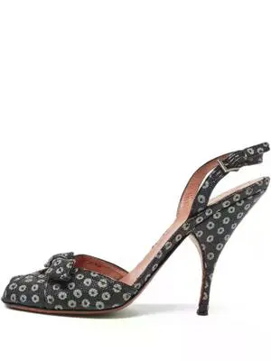 Alaïa 120mm Polka Dot Print Raffia Slingback Sandals