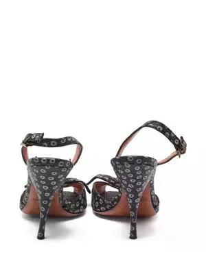 Alaïa 120mm Polka Dot Print Raffia Slingback Sandals