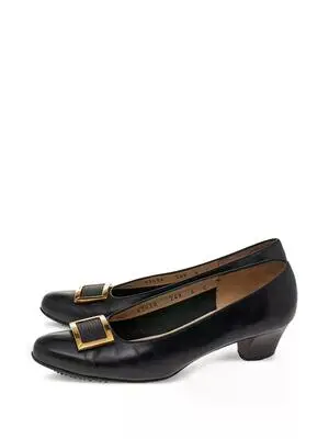 FERRAGAMO 45mm Leather Pumps With Gold-tone Buckle Detail
