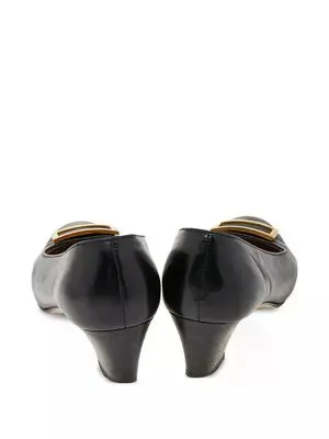FERRAGAMO 45mm Leather Pumps With Gold-tone Buckle Detail
