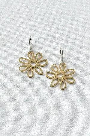 NANCY MELET Danica Flower Dangle Earrings - Gold