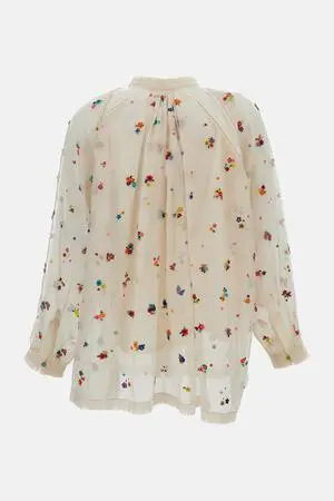 Pero Embroidered Cotton-silk Blouse