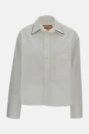 Plan C Boxy Cotton Shirt With Contrasting Trims