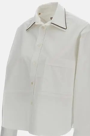 Plan C Boxy Cotton Shirt With Contrasting Trims