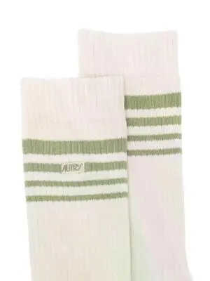 AUTRY Striped Crew Socks With Embroidered Logo