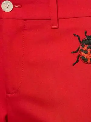 Gucci Embroidered Ladybug Straight-leg Trousers