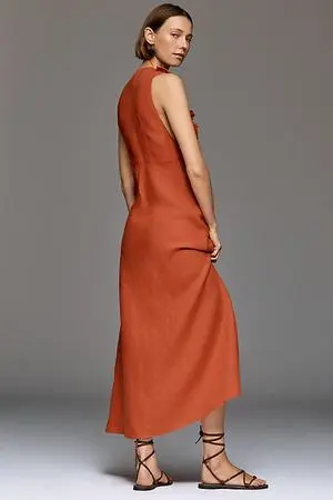 Farm Rio Ruffled Sleeveless Linen Maxi Dress