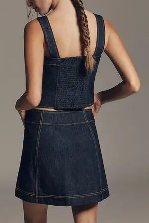 Maeve Pleated Denim Mini Skirt